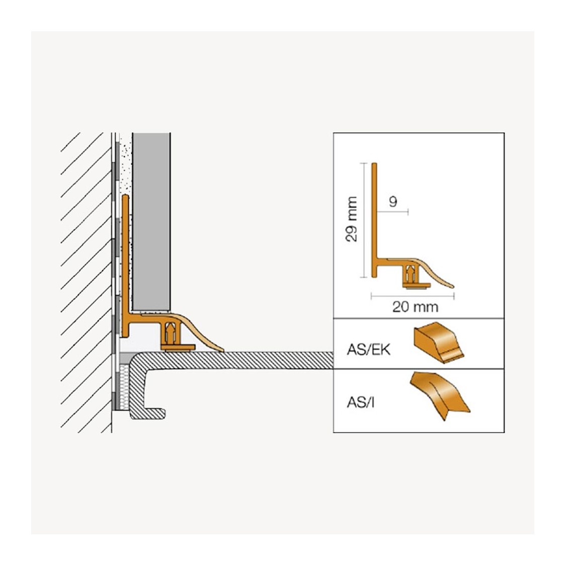 Angle rentrant 90° PVC pour profilé AS 20 BW